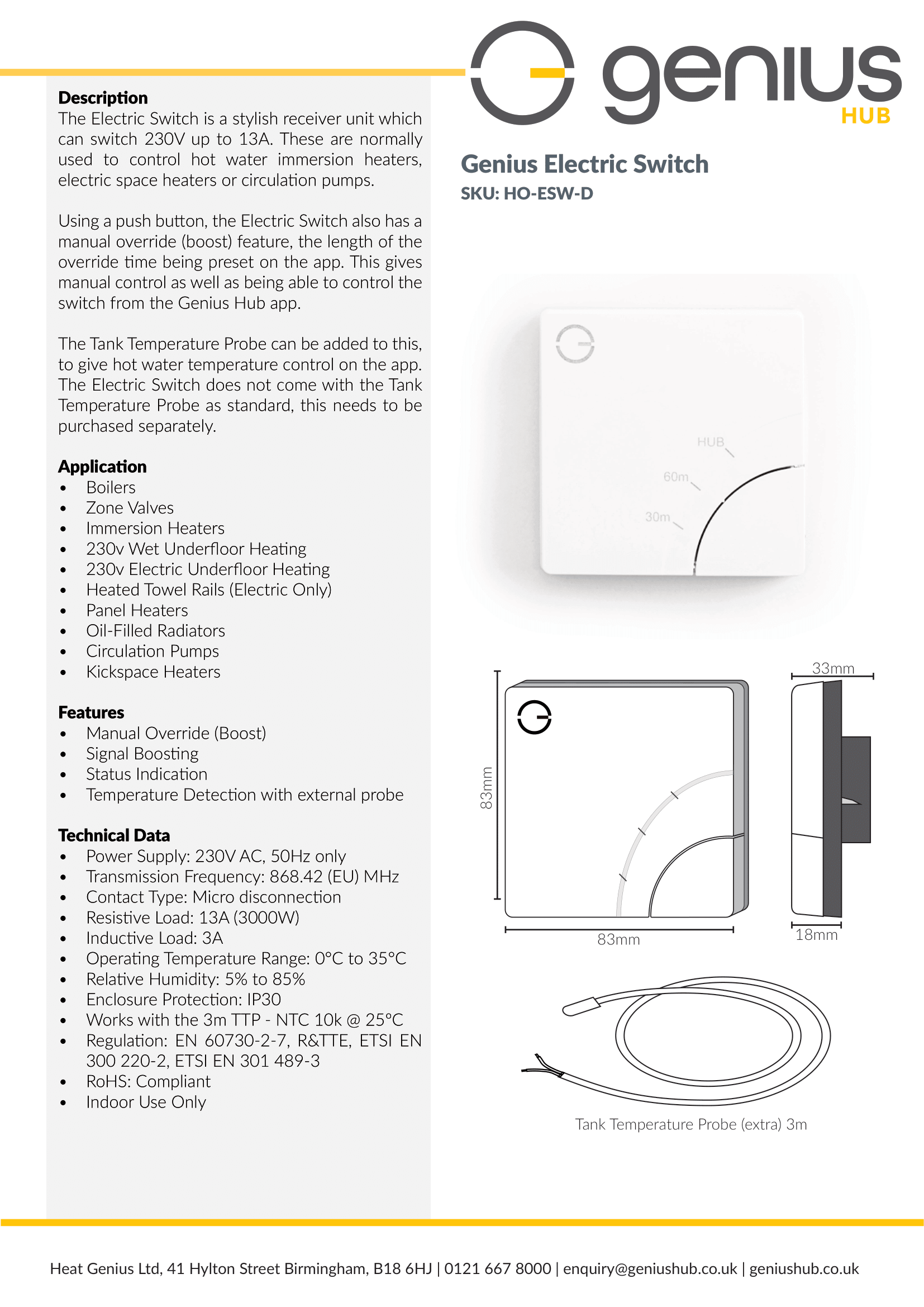 Electric Switch - Buy from the Genius Hub shop