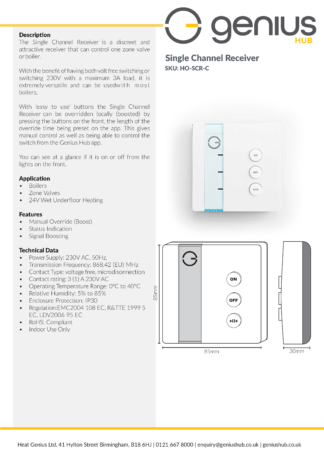 Single Channel Receiver - Buy from the Genius Hub shop