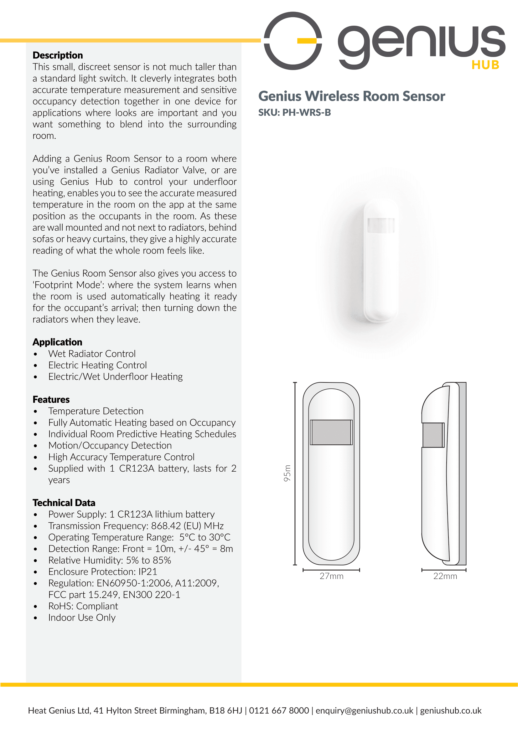 Genius Room Sensor – Genius Hub