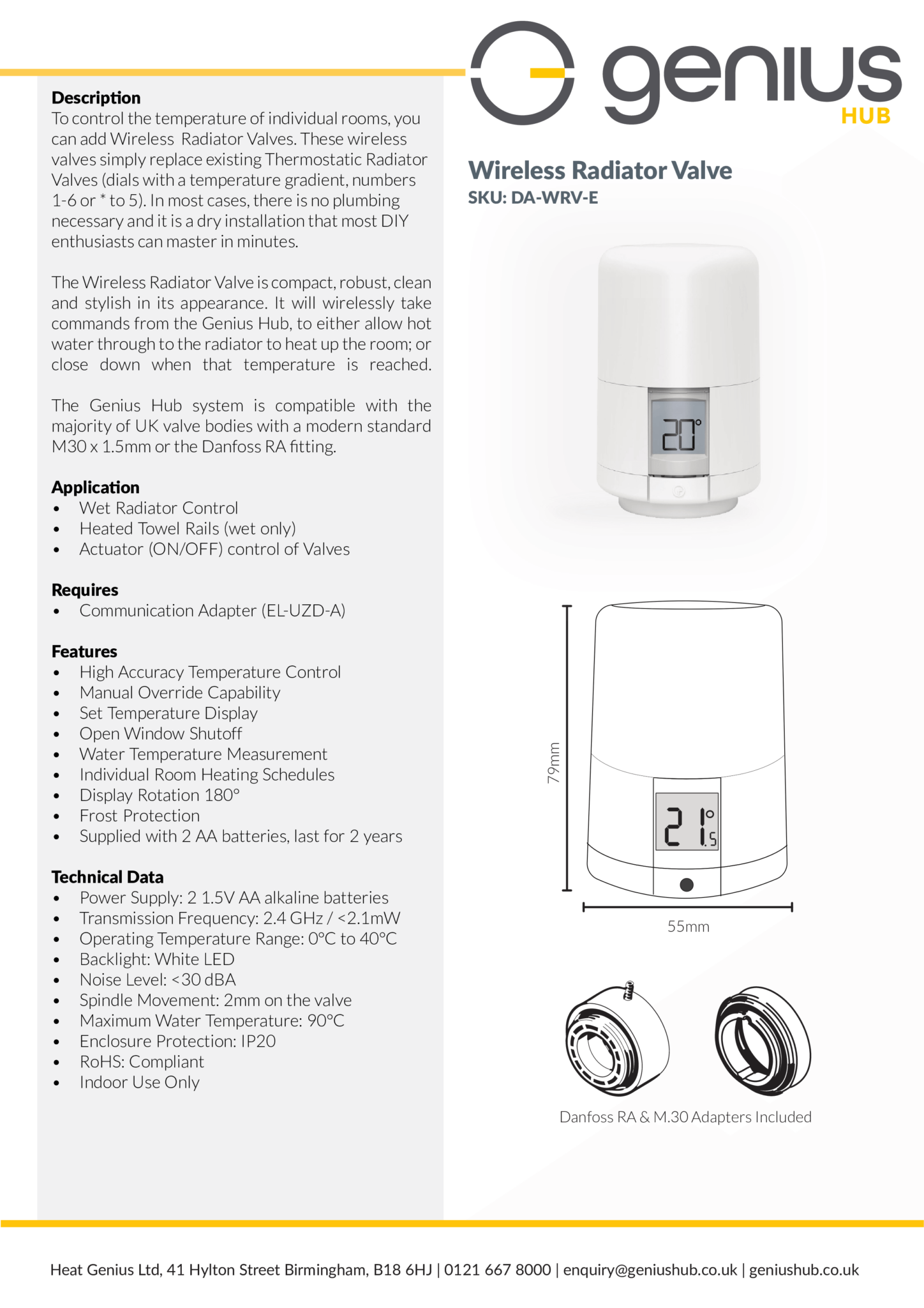 Wireless Radiator Valve - Buy from the Genius Hub shop